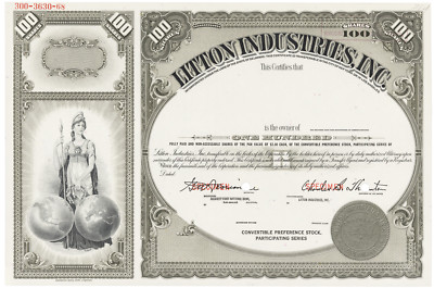 Litton Industries, Inc. Stock Certificate. | eBay
