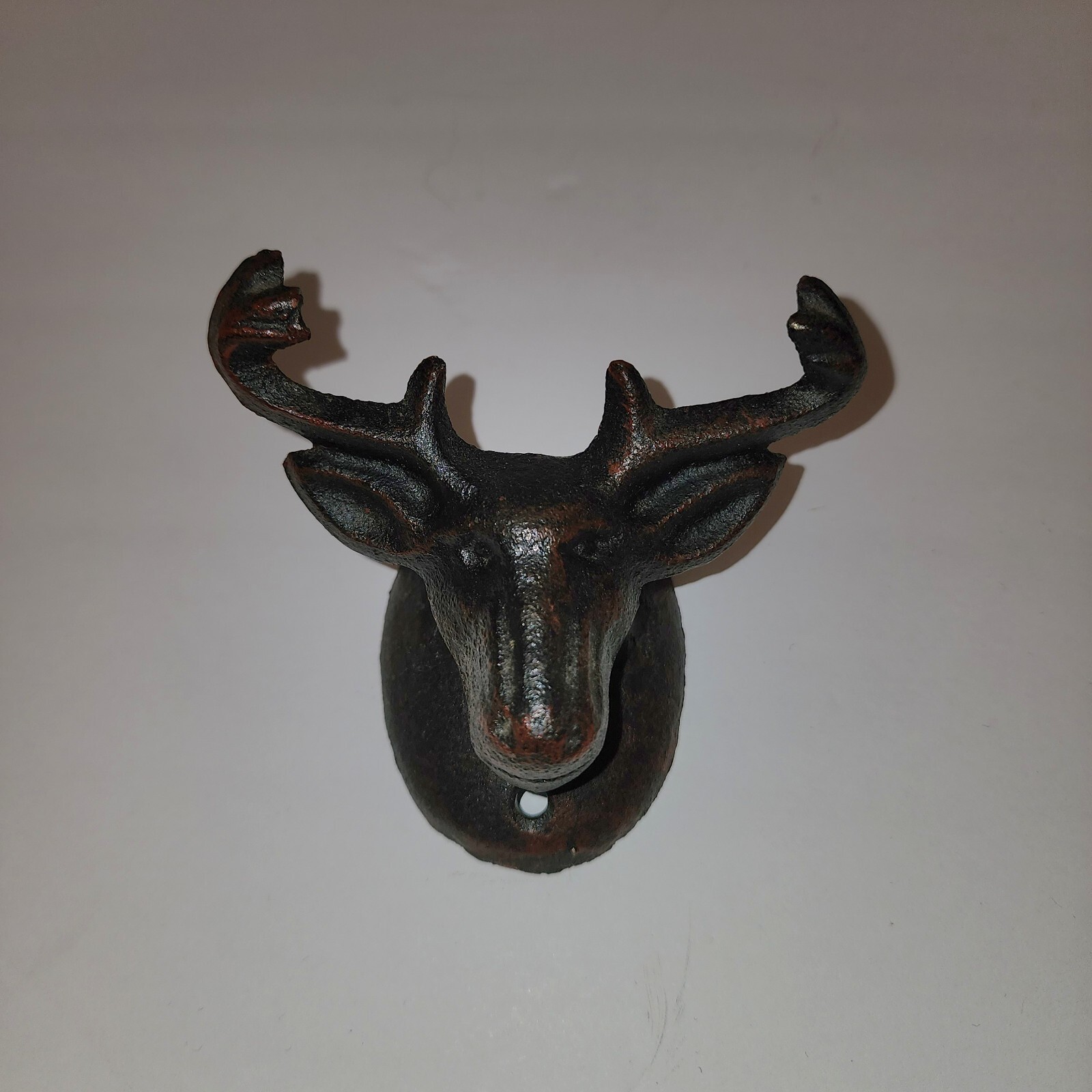 Cast Iron Deer Head Wall Hook Stag Antlers Buck Bronze Tone Black 4 ...