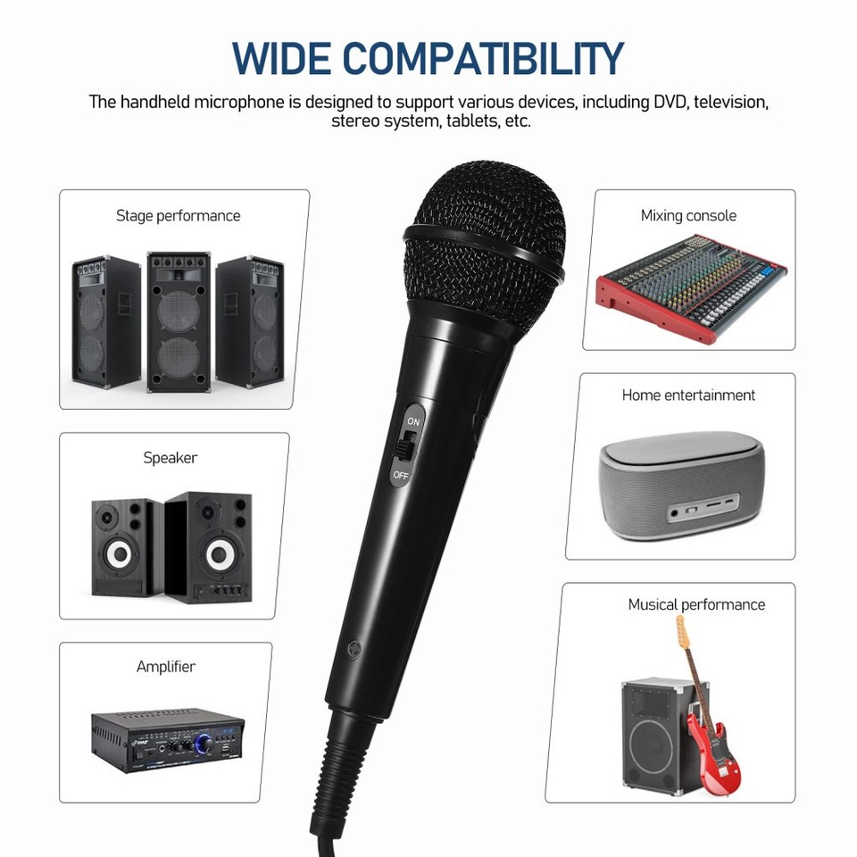 Microphone with Cord Dynamic Microphones Wired Vocal for Karaoke | eBay ...