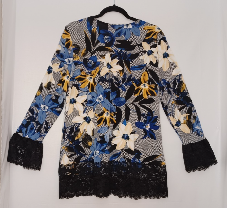 Women's Susan Graver Boho Hippie Flower & Lace Tunic w/ Bell Sleeve ...