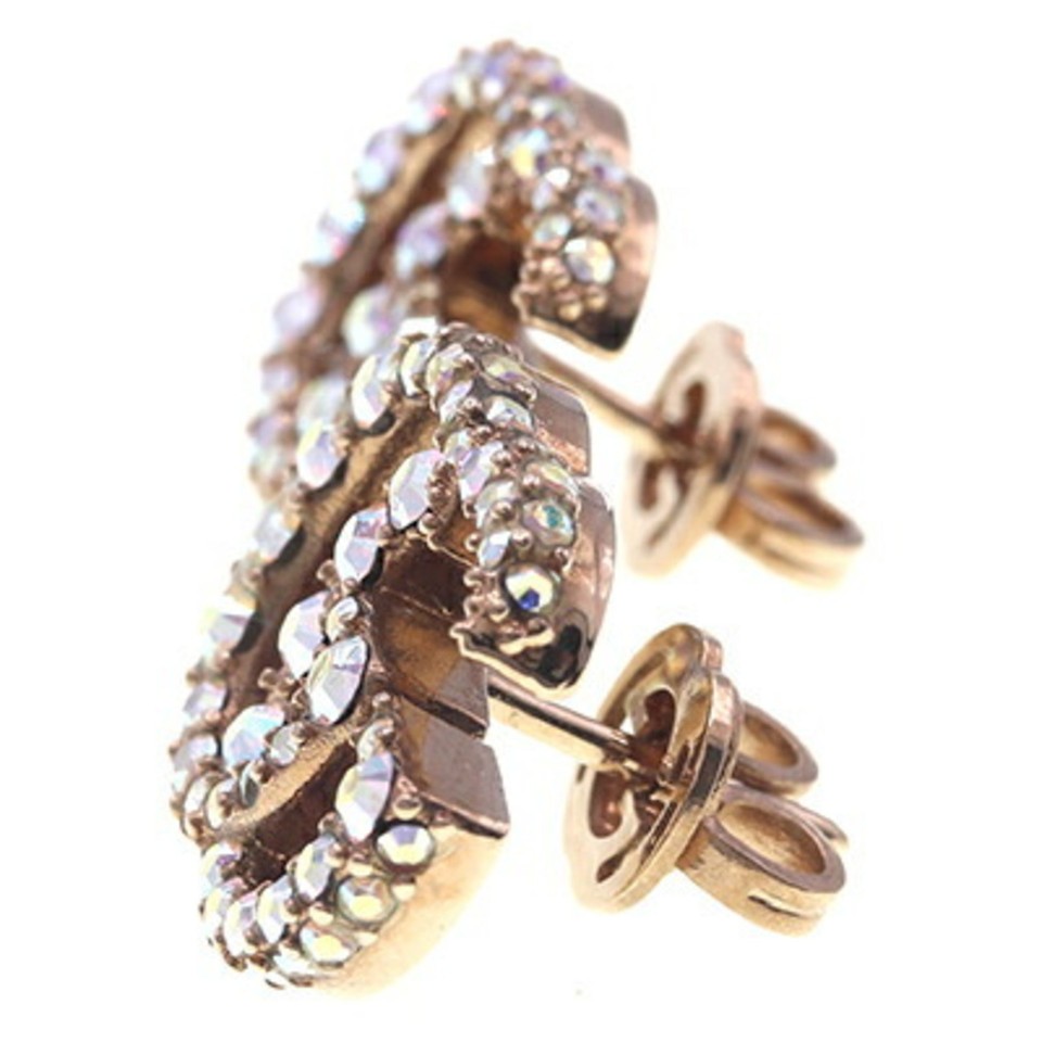 Gucci Double G Earrings 753886 Gold Metal Crystal GG Women's GUCCI ...