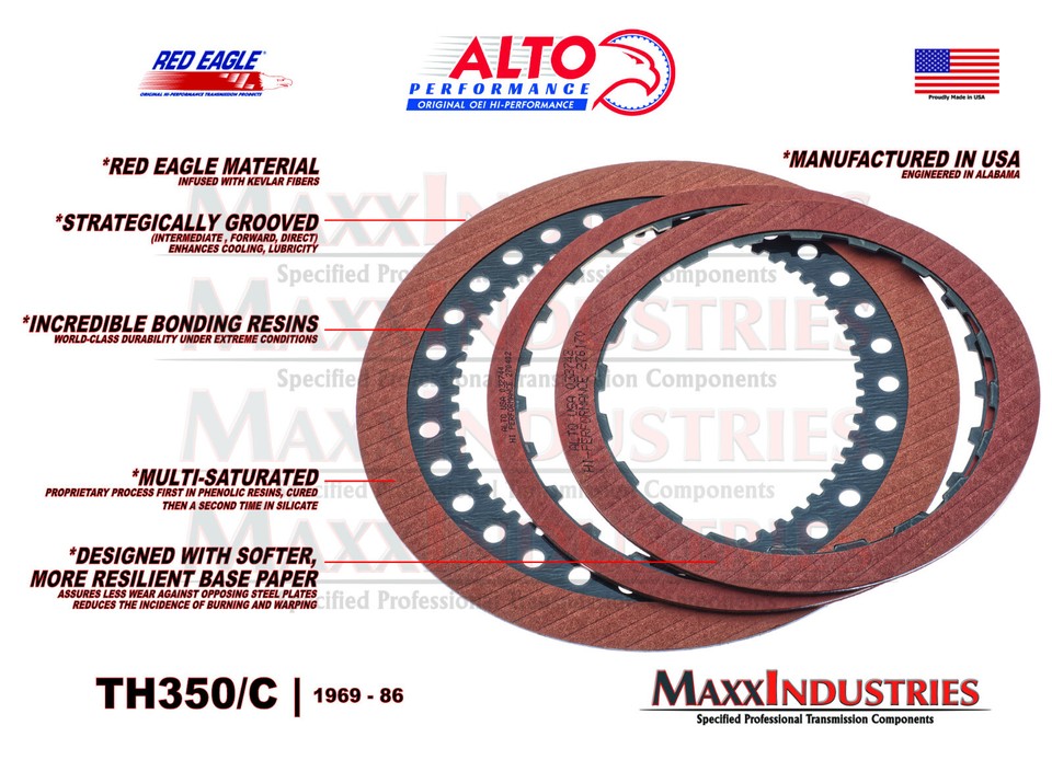 TH350 350C Transmission Rebuild - Master Kit Alto Red Clutches w Blk ...
