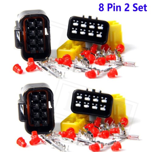 8Pin 2Set Wire Cable Connector Plug In 8 Pins Way Waterproof Electrical ...