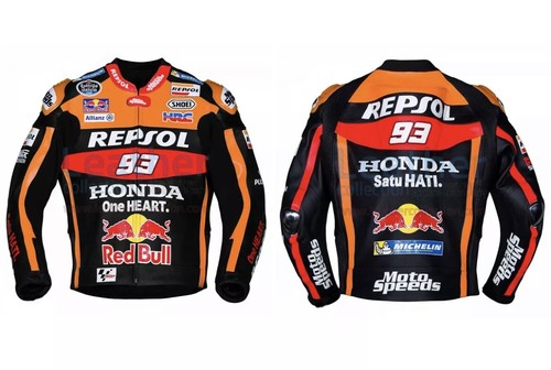 REPSOL HONDA 93 LEATHER RACING JACKET ARMOR PROTECTED CE APPROVED FOR ...