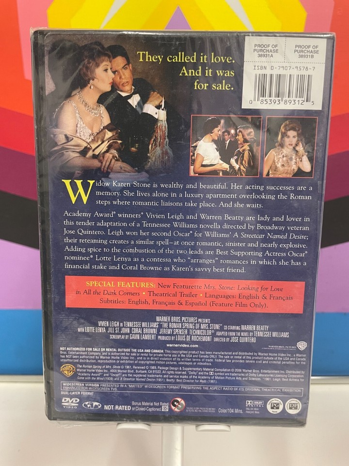 The Roman Spring of Mrs. Stone DVD 1961 Warren Beatty Brand New ...