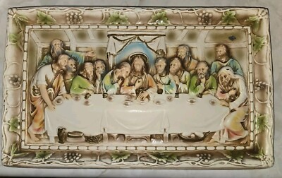 Vtg 3D Jesus Last Supper Chalk Ware 1940-50's Religion Christian Wall ...
