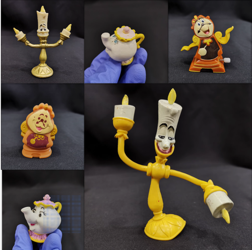 Beauty and The Beast Lumiere Mrs. Potts Chip Cogsworth Collectible ...