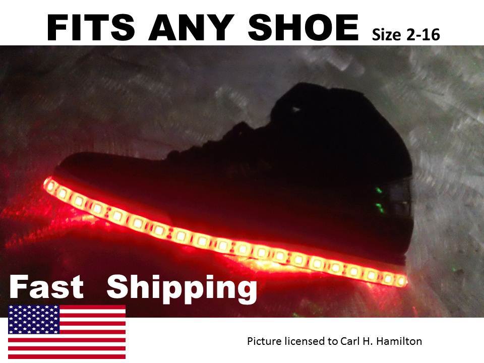 LED Shoe KIT -- light up "YOUR" shoes - kit fits any size 6 7 8 9 10 11 ...