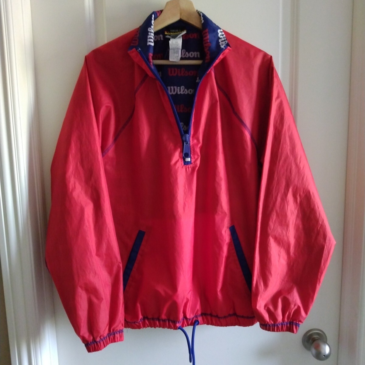 Forever 21 Men Wilson Windbreaker Jacket Red/Blue Rev… - Gem