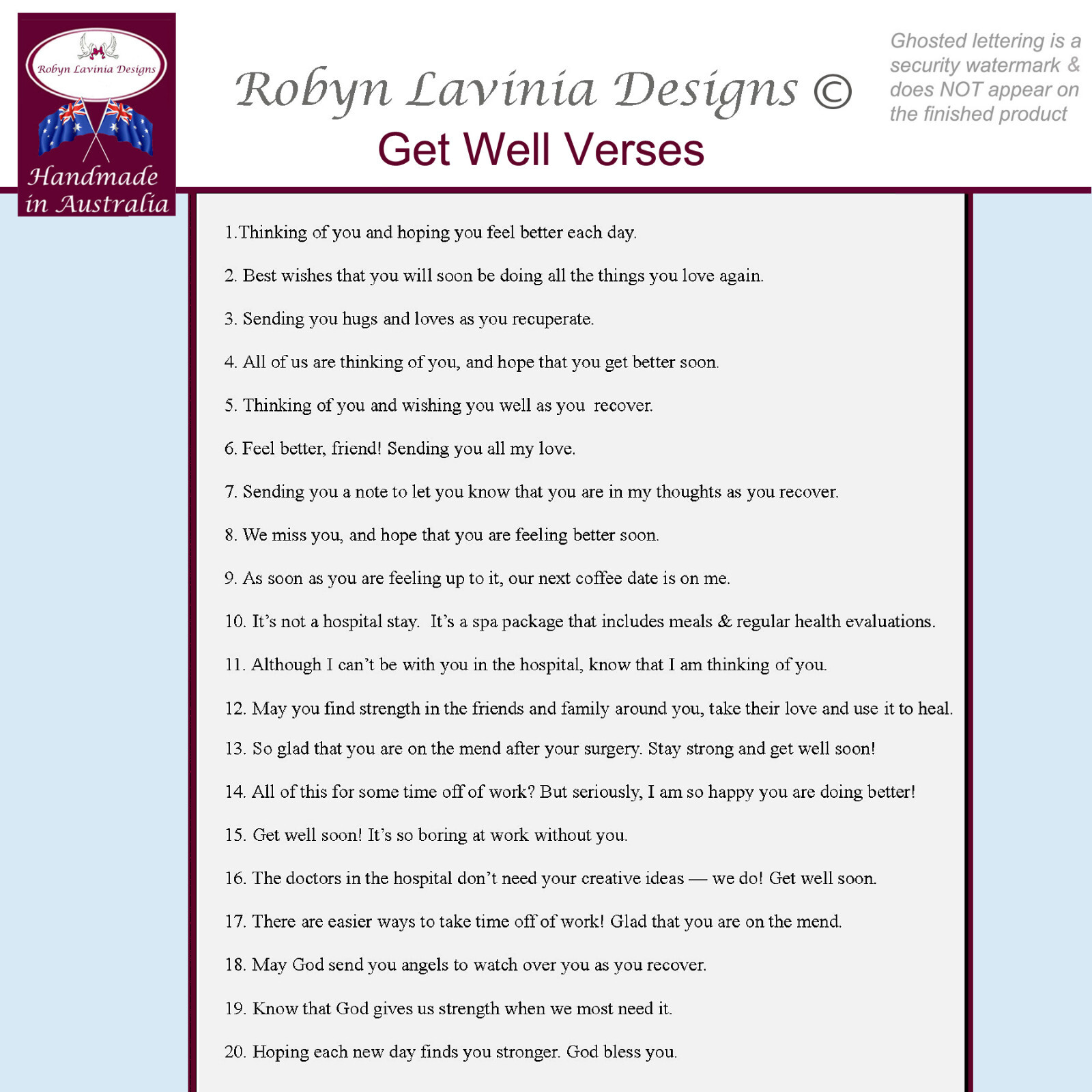 LARGE A5 Get Well Card Hydrangeas sick, recovery, hospital Australian ...