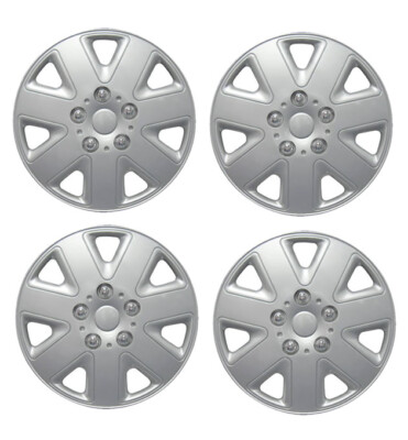 16 Inch Universal Wheel Trims Car Covers Hub Caps Silver Plastic 16 ...