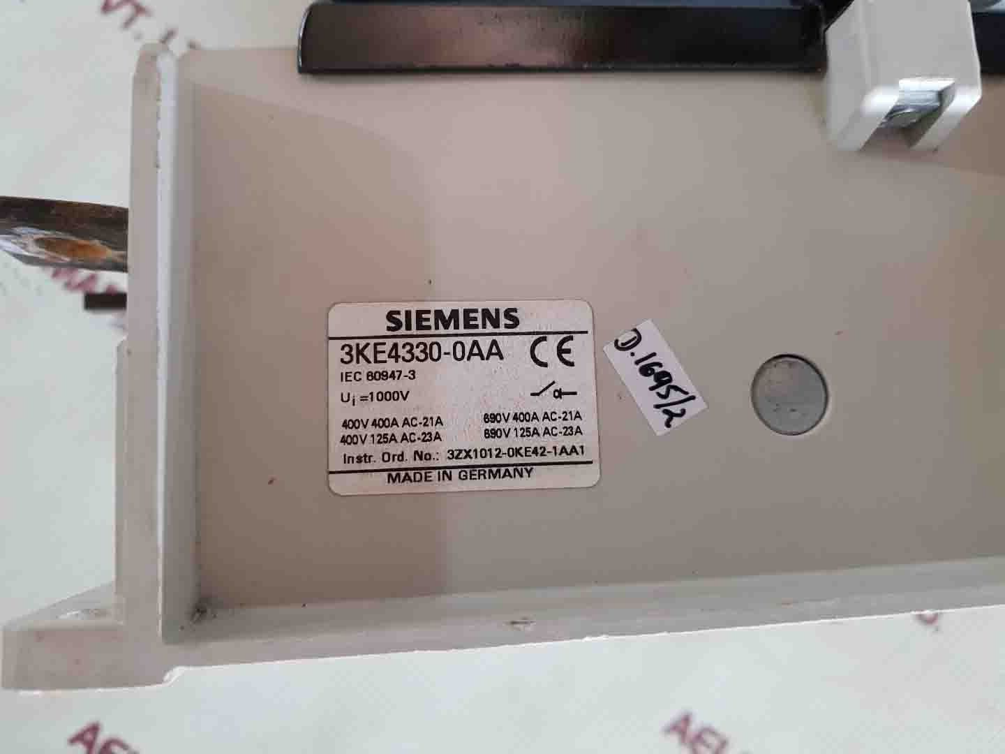 Siemens 3KE4330-0AA 3-Pole Switch Disconnector 1000V 400A | eBay