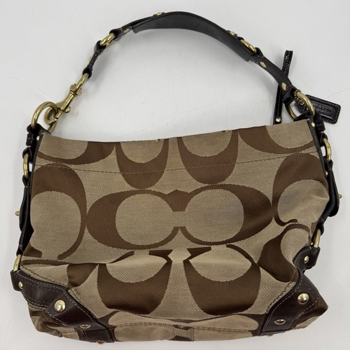 COACH AUTHENTIC MEDIUM PURSE Brown Beige Purple Lining CO826-12871 | eBay