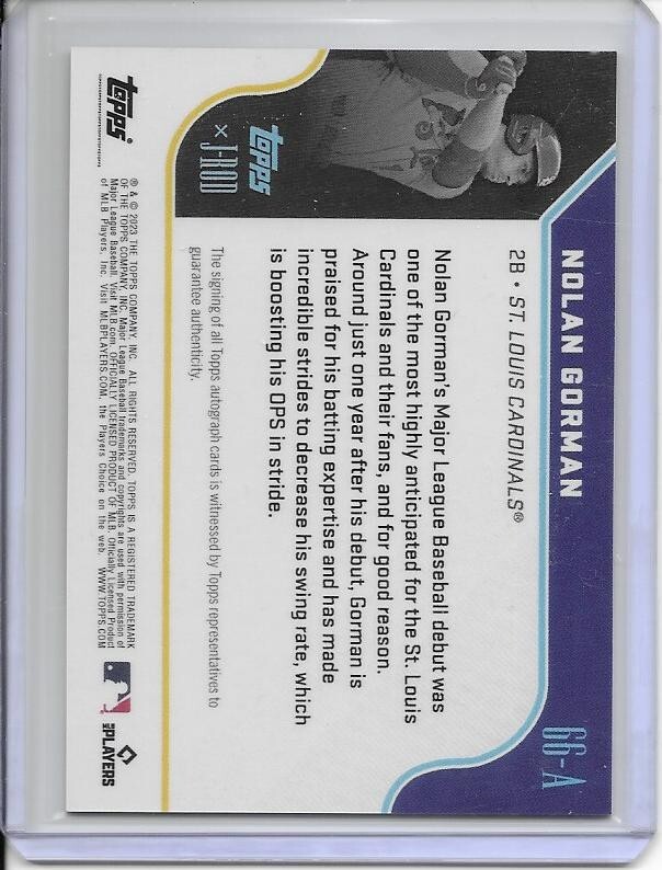 2023 Topps X J-Rod Nolan Gorman RC auto #9/75 purple foil SP | eBay