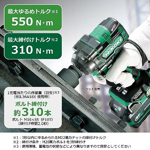 HiKOKI 18V Cordless Impact Wrench WR18DH Maximum loosening torque 550N ...