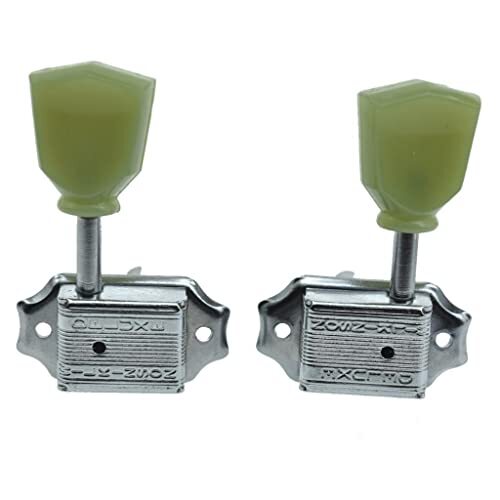 3x3 Deluxe Vintage Tuners Guitar Split Shaft Post Chrome with Green ...