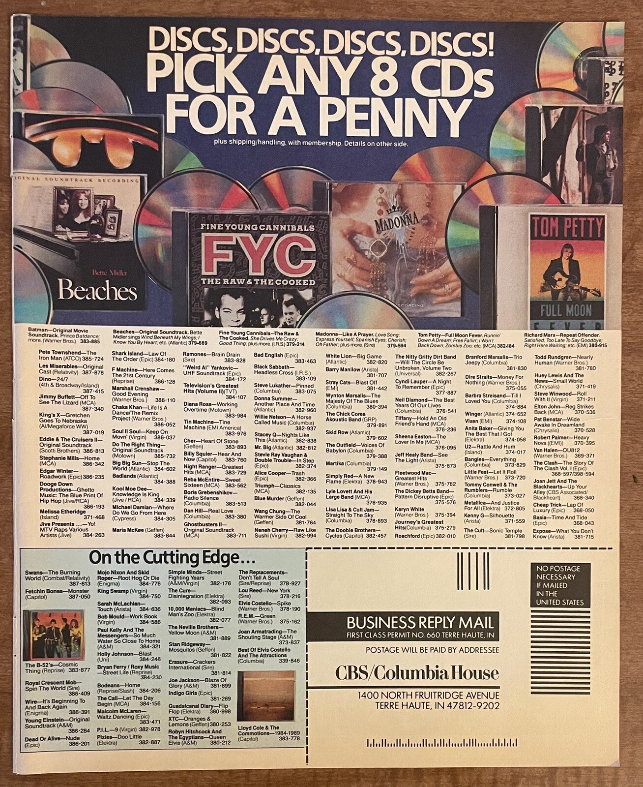 1989 Columbia House CD Music Club Madonna Tom Petty Queen 90s Print Ad ...