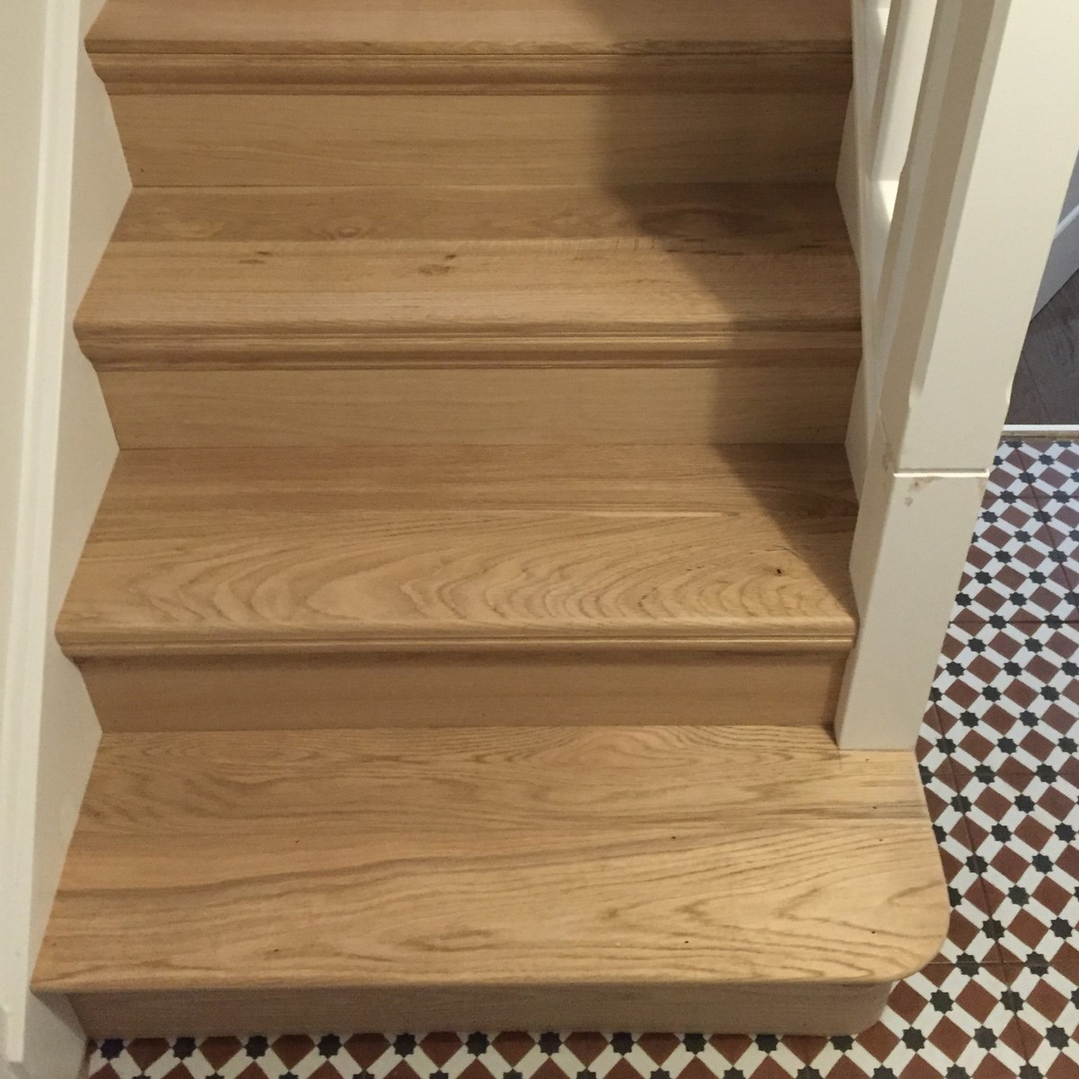 Wood Tile Over Bullnose For Stairs Antique Oak Boards And Staircase,