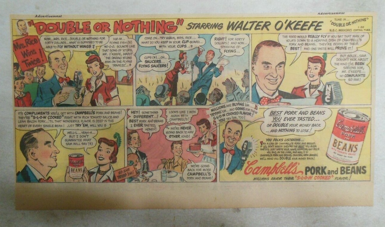 Campbell's Soup Ad: Walter O'Keefe Pork and Beans ! from 1950's 7.5 x ...