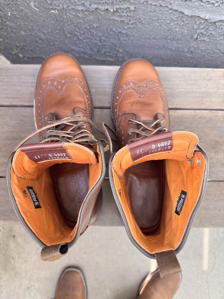 Allen Edmonds "CHAPMAN" WEATHERPROOF Men's Wingtip Boots 11 D Natural ...