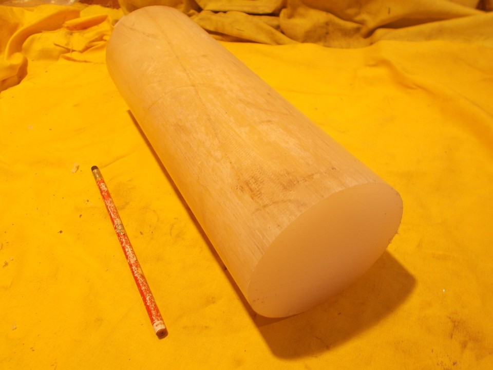 NATURAL UHMW ROD machinable plastic round bushing bar stock 4" OD x 12 ...