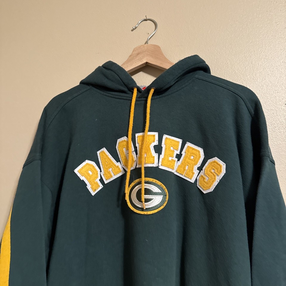VTG Green Bay Packers Hoodie Adult XL Green Script Sweatshirt NFL ...