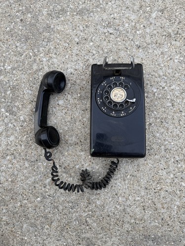 Bell System Western Electric Black Rotary Wall Telephone Untested Model ...