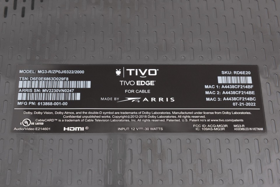 TiVo Edge Lifetime Service DVR 2TB 6 Tuners 4K Dolby Vision Voice ...