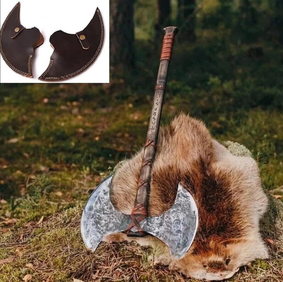 40” Two handed large Berserker Axe, Large Norse Axe, Double Head Axe ...