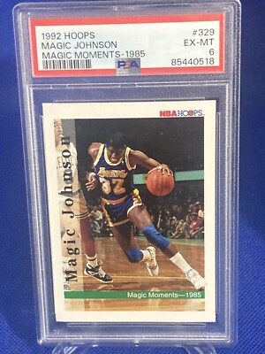 1992 Magic Johnson NBA Hoops #329 PSA Graded Amazing Card For Lakers ...