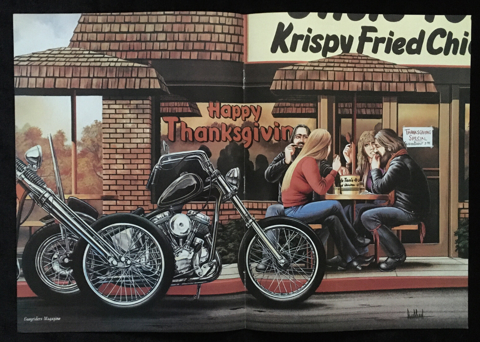 VINTAGE DAVID MANN POSTER EASYRIDERS MAGAZINE CENTERFOLD 1980's BIKER ...