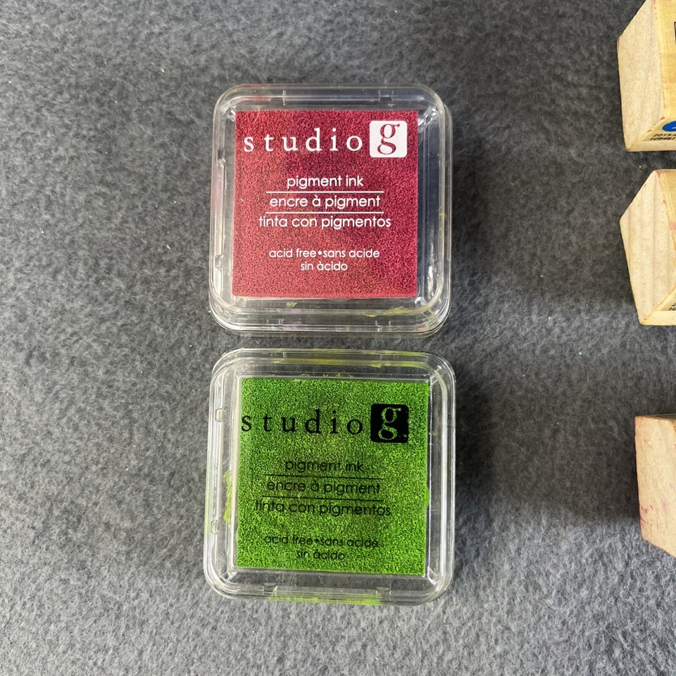Stamp Lot Wood Stamps Studio G Ink Pads 6 Stamps 4 Ink Pads | eBay