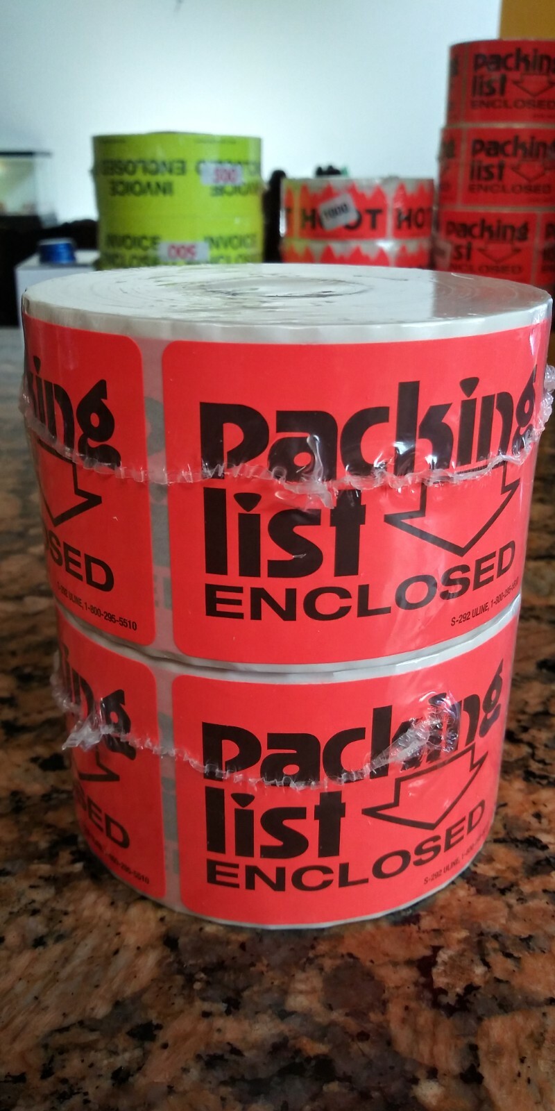 PACKING LIST ENCLOSED LABEL STICKER U-Line S-292 2-rolls 500 each for ...