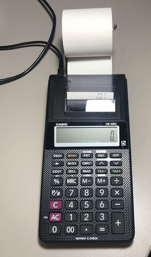 Casio HR-10RC 12-Digit Printing Calculator Black with Power Cord TESTED ...
