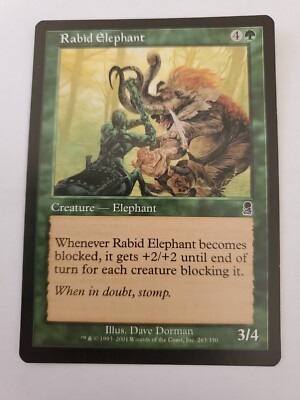MTG Magic The Gathering Card Rabid Elephant Creature Elephant Green ...