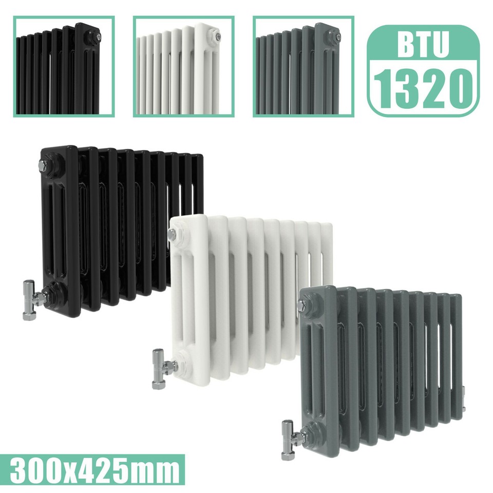 2 3 Column Cast Iron Style Radiator Vertical Horizontal Central Heating ...