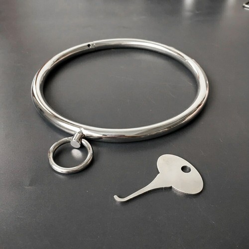 New Key Stainless Steel Metal Bondage Neck Collar Slave Restraint ...