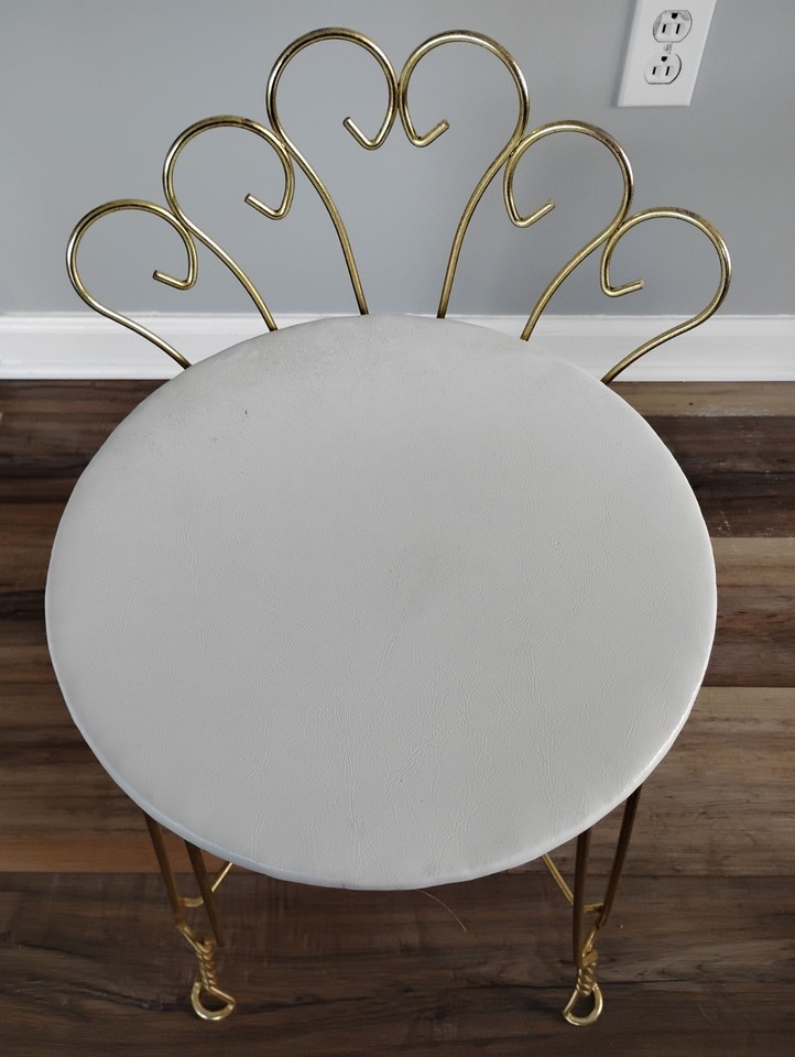 Vintage Vanity Mid Century Goldtone/Brass Metal Vanity Chair Stool ...