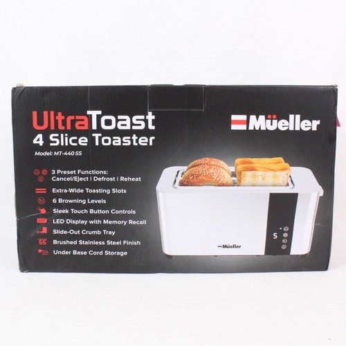 Mueller Home UltraToast 4-Slice Extra Wide Toaster w/ 6 Browning Levels ...