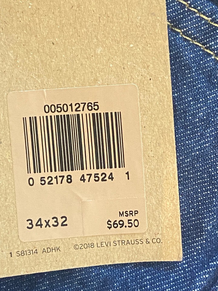 NEW Levi's 501 Button Fly Mens 34x32 Straight Leg Contrast 2-Tone Y2K ...