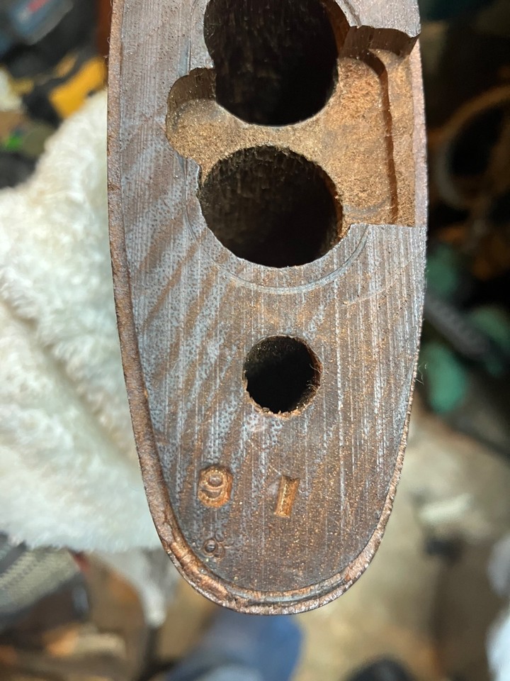 M1 Garand buttstock GAW , small crossed cannons aceptance mark ...