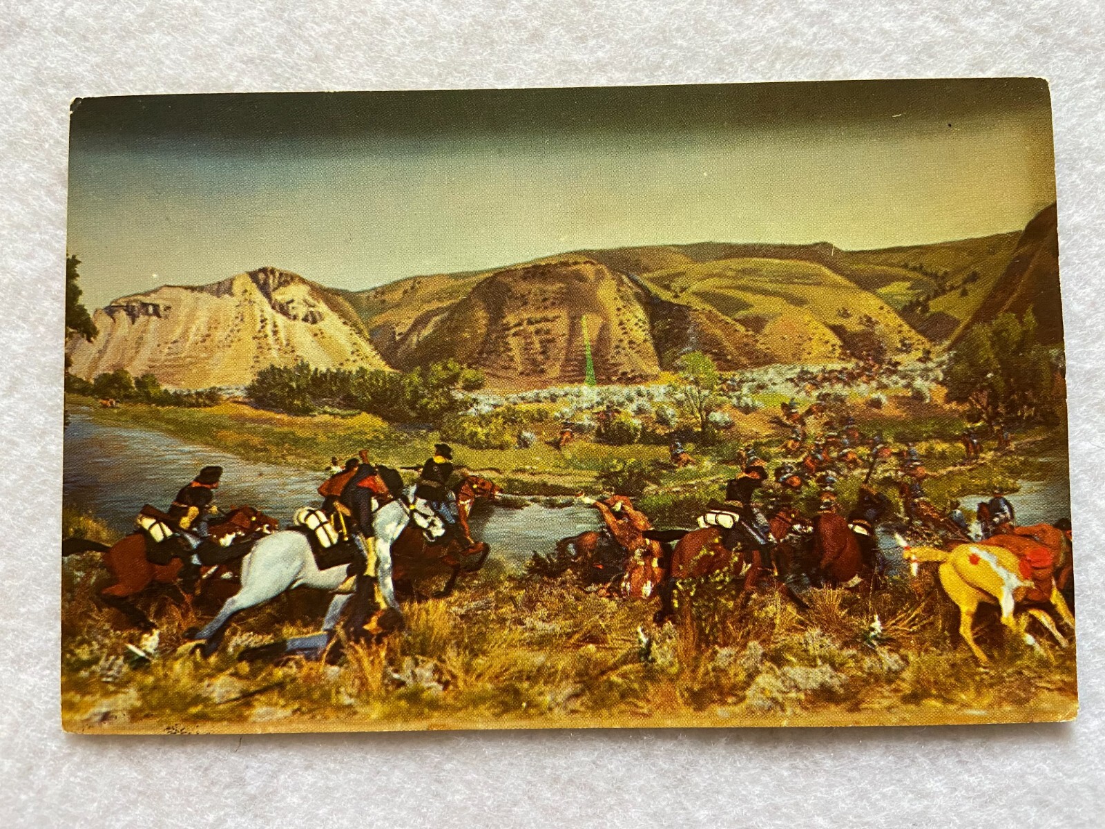 Diorama of Reno's Retreat during Custer's Last Stand Vintage Postcard ...