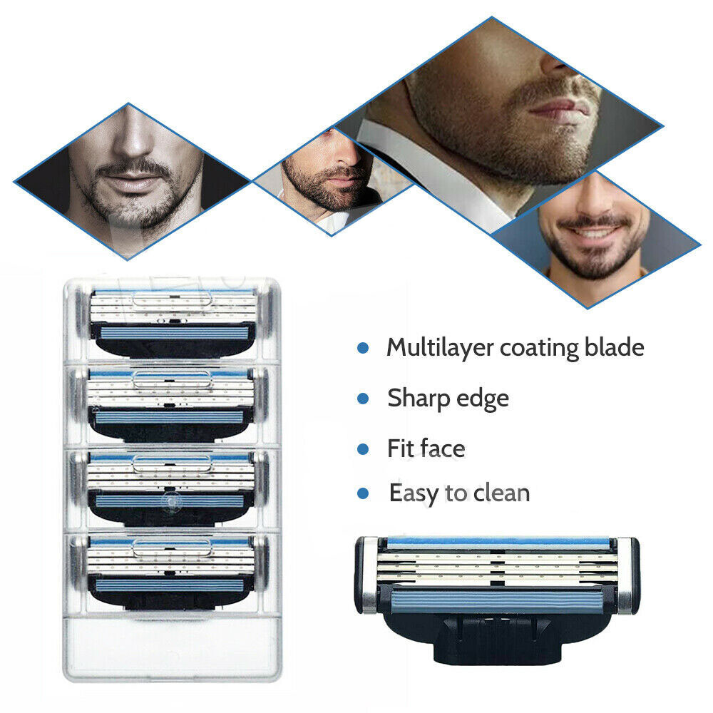3 Blades For Men Gillette MATCH 3 Razor Shaving Shaver Trimmer Refills ...