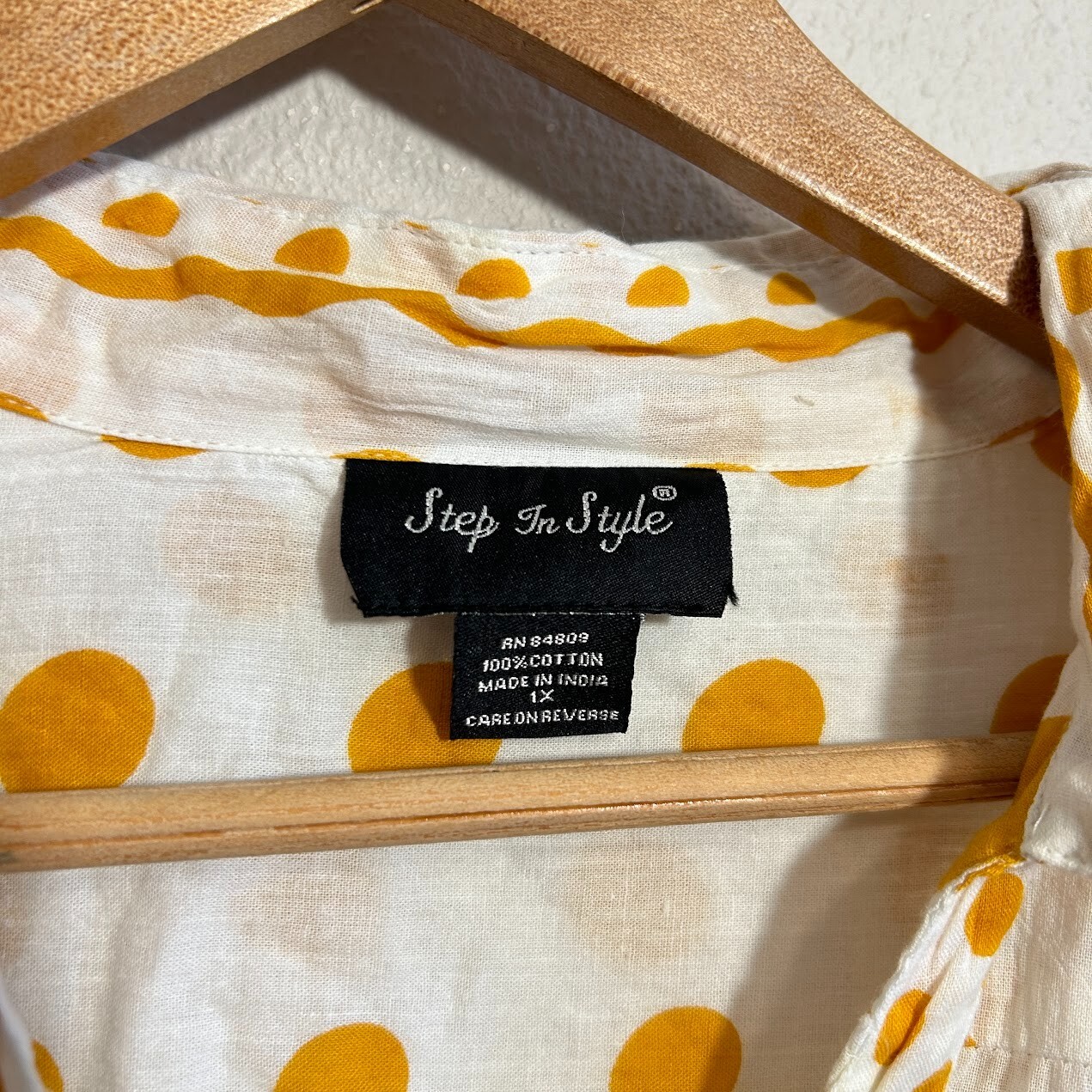 Step In Style Button Down Tunic Top Dress 1X Ruffle Sleeve Polka Dot ...