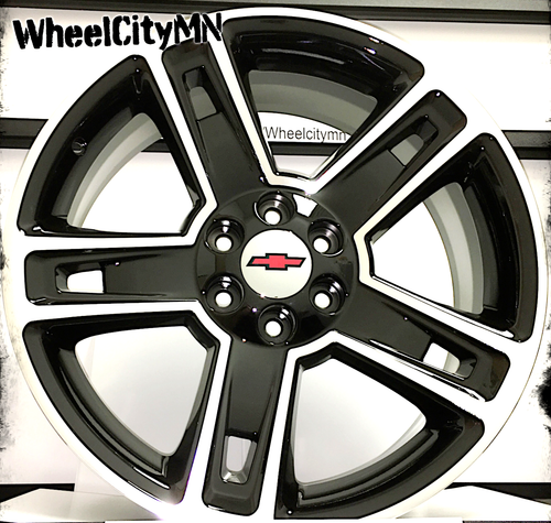 22" Gloss Black Machine OE 5664 Wheels fits Chevy Silverado 1500 LTZ ...