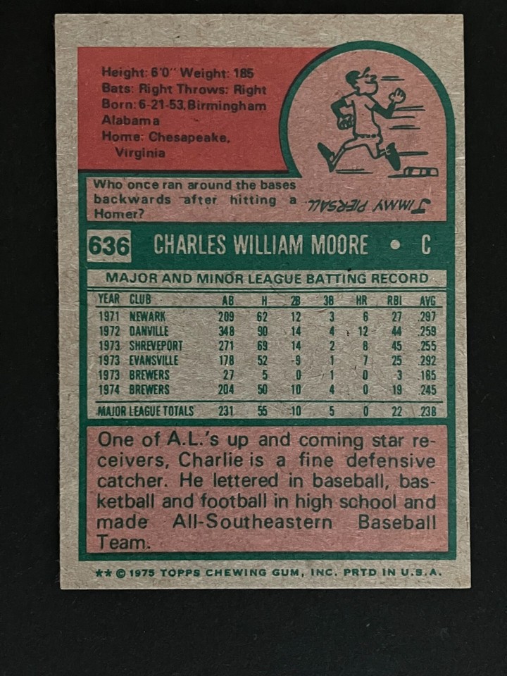 1975 TOPPS MINI HI-GRADE SET BREAK - CHARLIE MOORE - CARD #636 ...