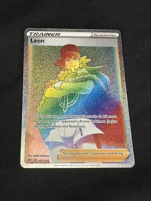 Pokémon Trainer Supporter Card, Leon, Rainbow Holo | eBay