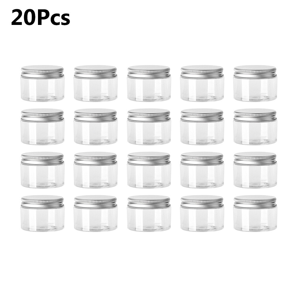 20x Jars Plastic Bottle Clear 30ml-150ml Storage Container Food With ...