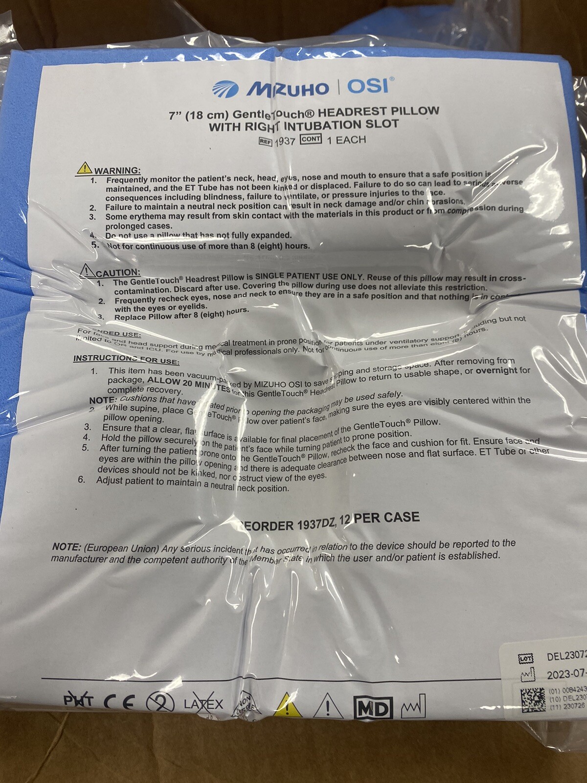 Deal Mizuho OSI 1937 GentleTouch 7" Headrest Pillow W/ RT Intubation ...