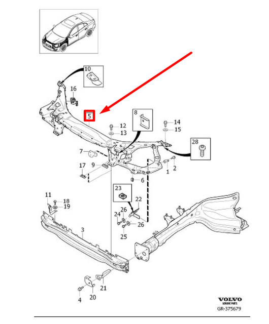 OEM VOLVO S60 MK2 FRONT SECTION RADIATOR SUPPORT 31365481 for sale ...